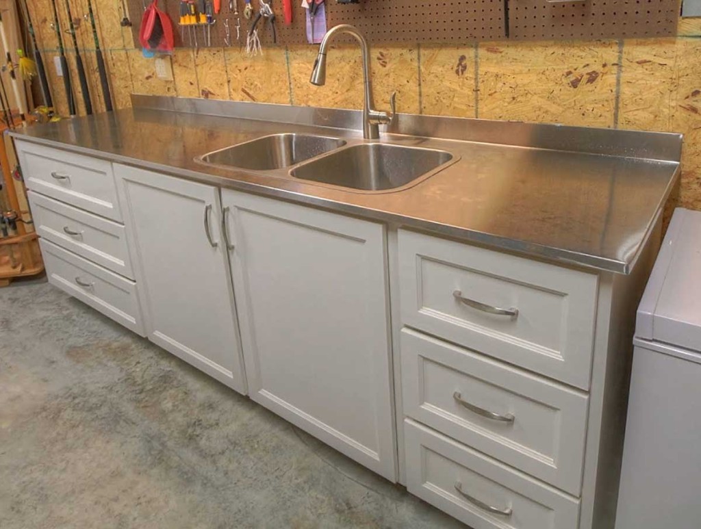 Full overlay Shaker with inlay in an Alabaster finish & Stainless Steel ...